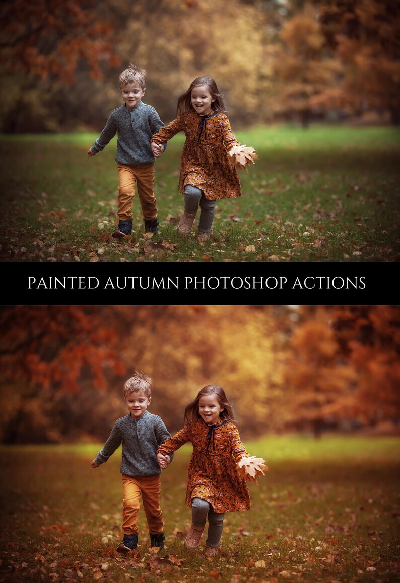 Painted Autumn Photoshop Actions Warm Photo Effect Photo Retouching ...
