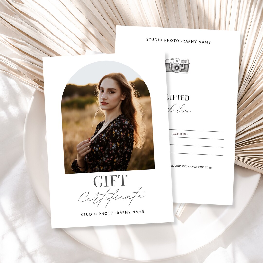 Gift Certificate Template, Photographer Gift, Editable Gift Certificate ...