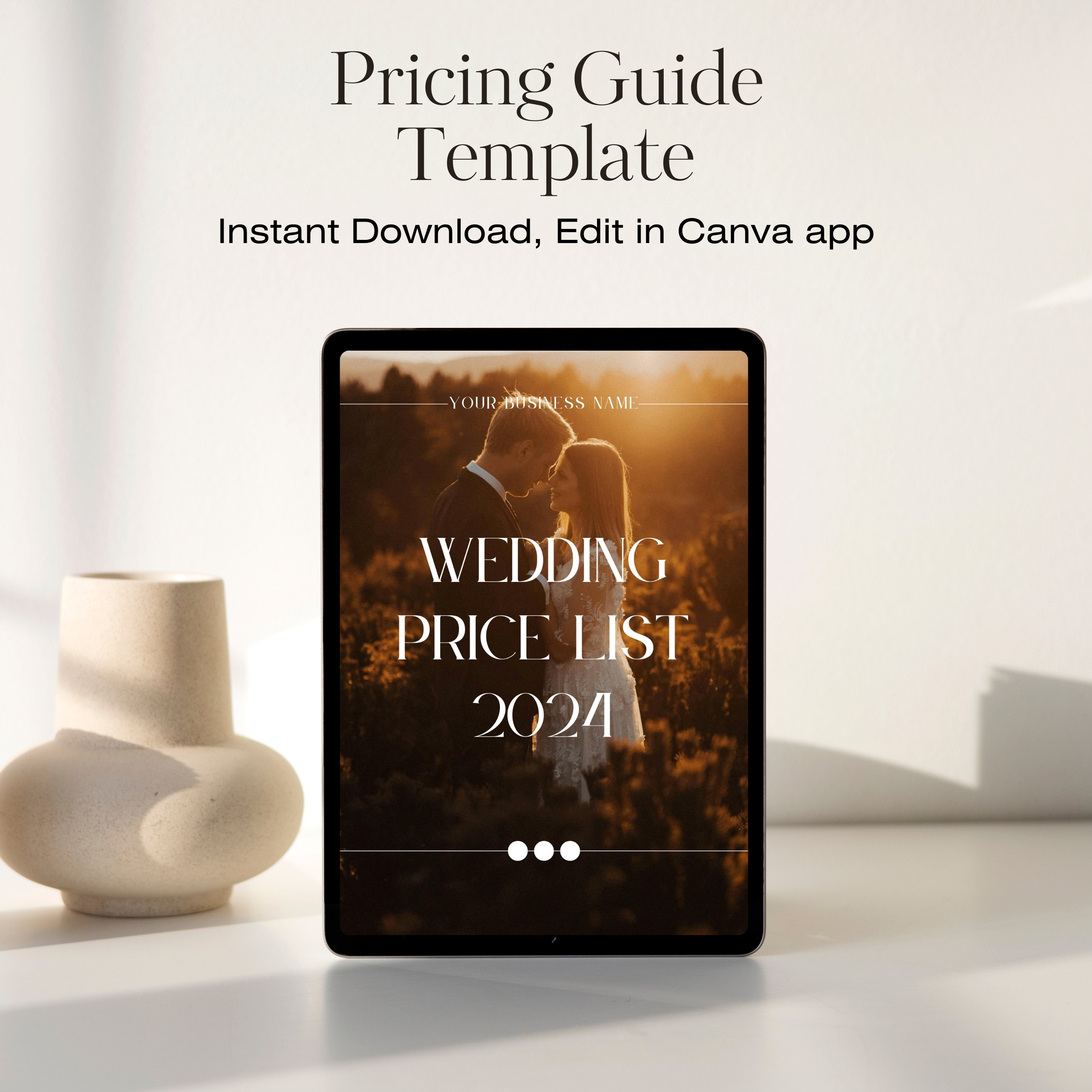 Modern Wedding Price List Template for Photographers, Pricing List ...