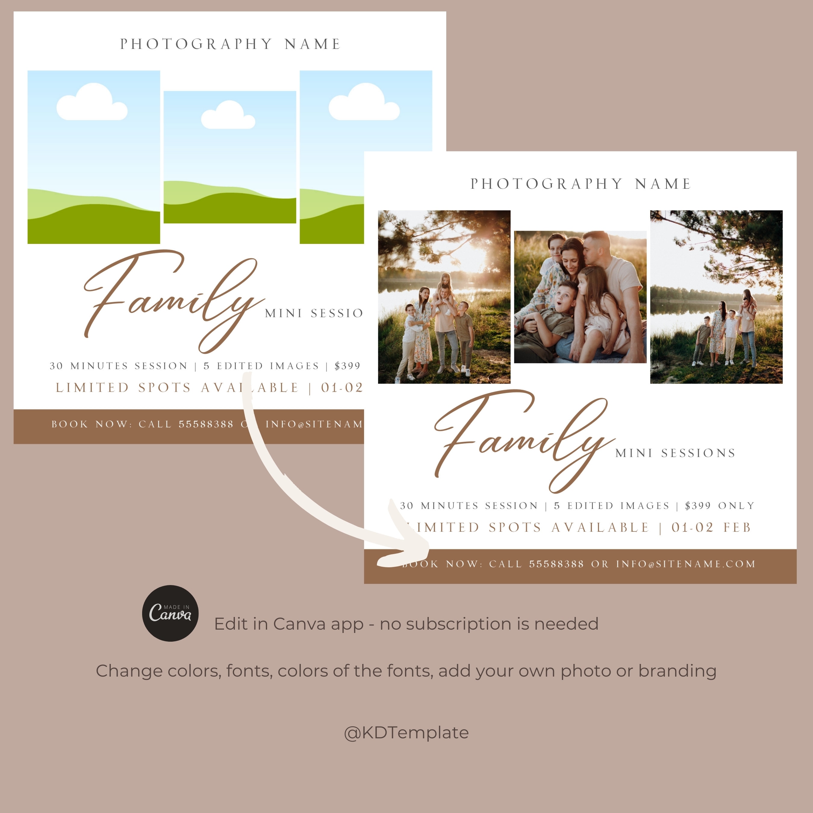 Family Mini Session Template for Photographers, Photography Template ...