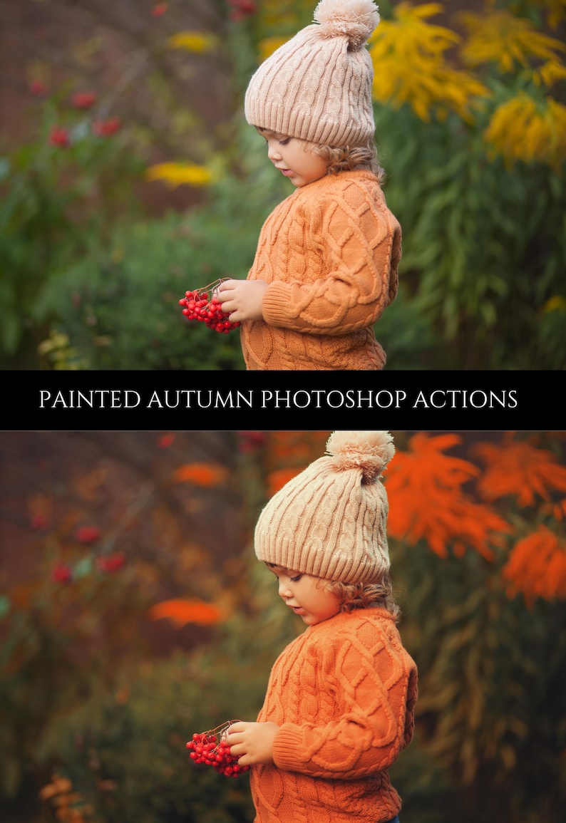 Painted Autumn Photoshop Actions Warm Photo Effect Photo Retouching ...