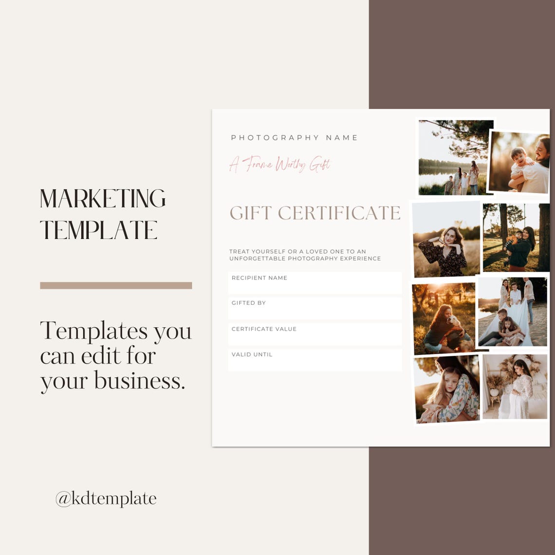 Photography Gift Certificate Template: Editable Photo Session Voucher ...