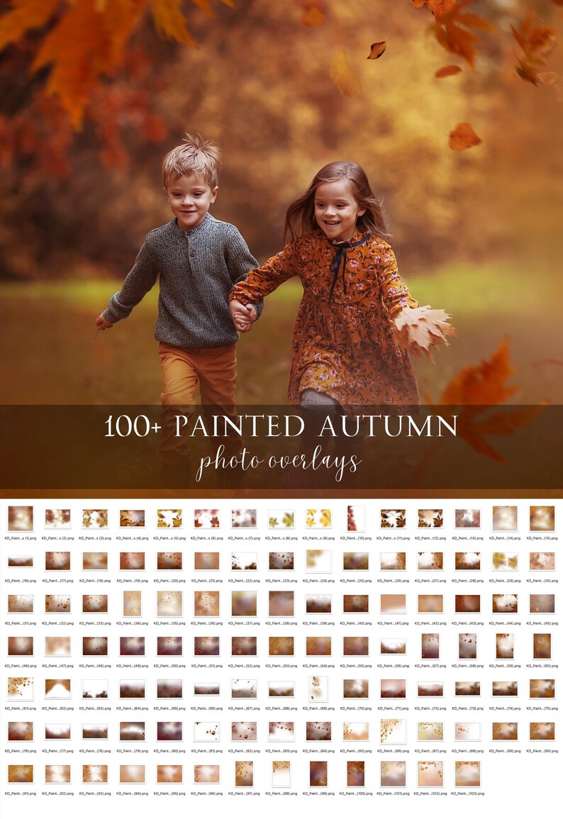 Autumn Leaf Photo Overlays: Painted Fall Photography Effects (digital ...