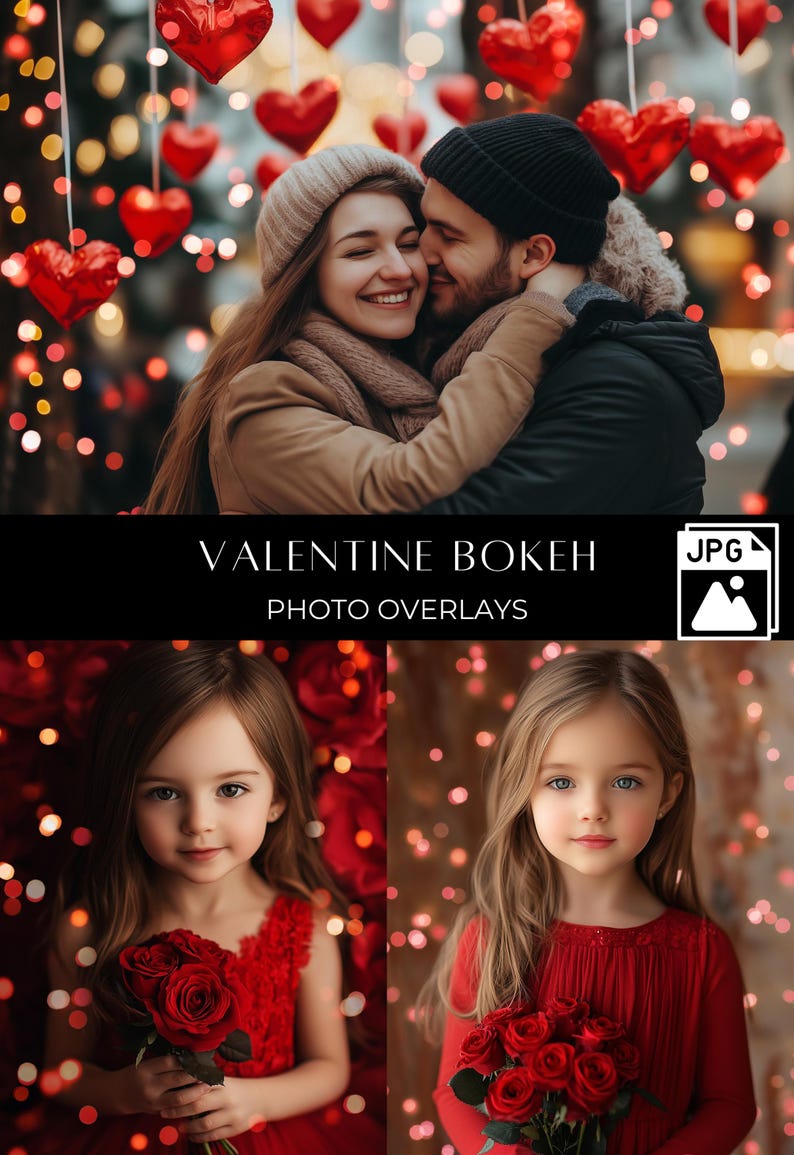 Valentine Bokeh Lights Photoshop Photo Effect Overlays for Composite ...