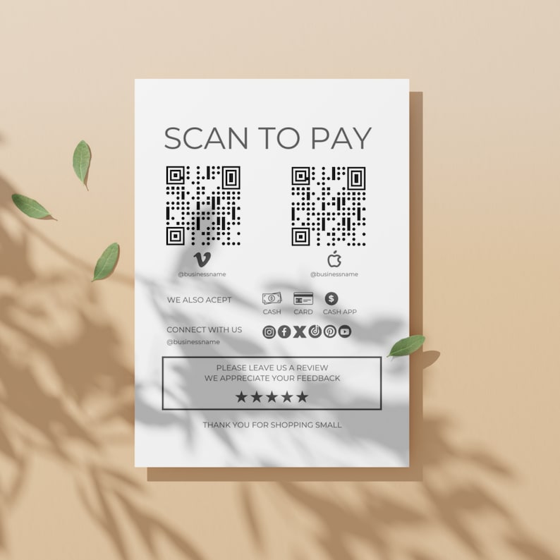 Editable QR Code Sign, Printable Payment Sign, Scan to Pay Template ...