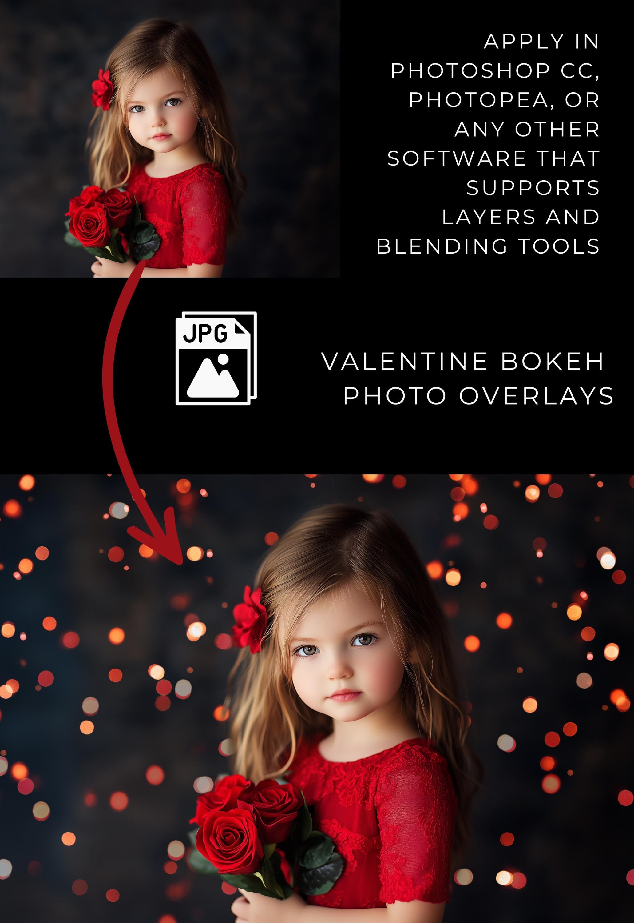 Valentine Bokeh Lights Photoshop Photo Effect Overlays for Composite ...