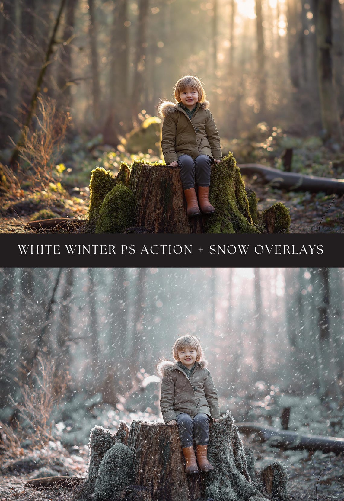 White Winter Photoshop Action Falling Snow Photo Overlays Snowflake ...