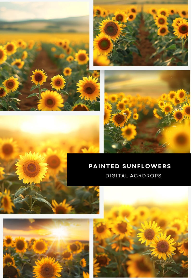 Painted Sunflowers Photoshop Overlays Floral Frames FREE Digital ...