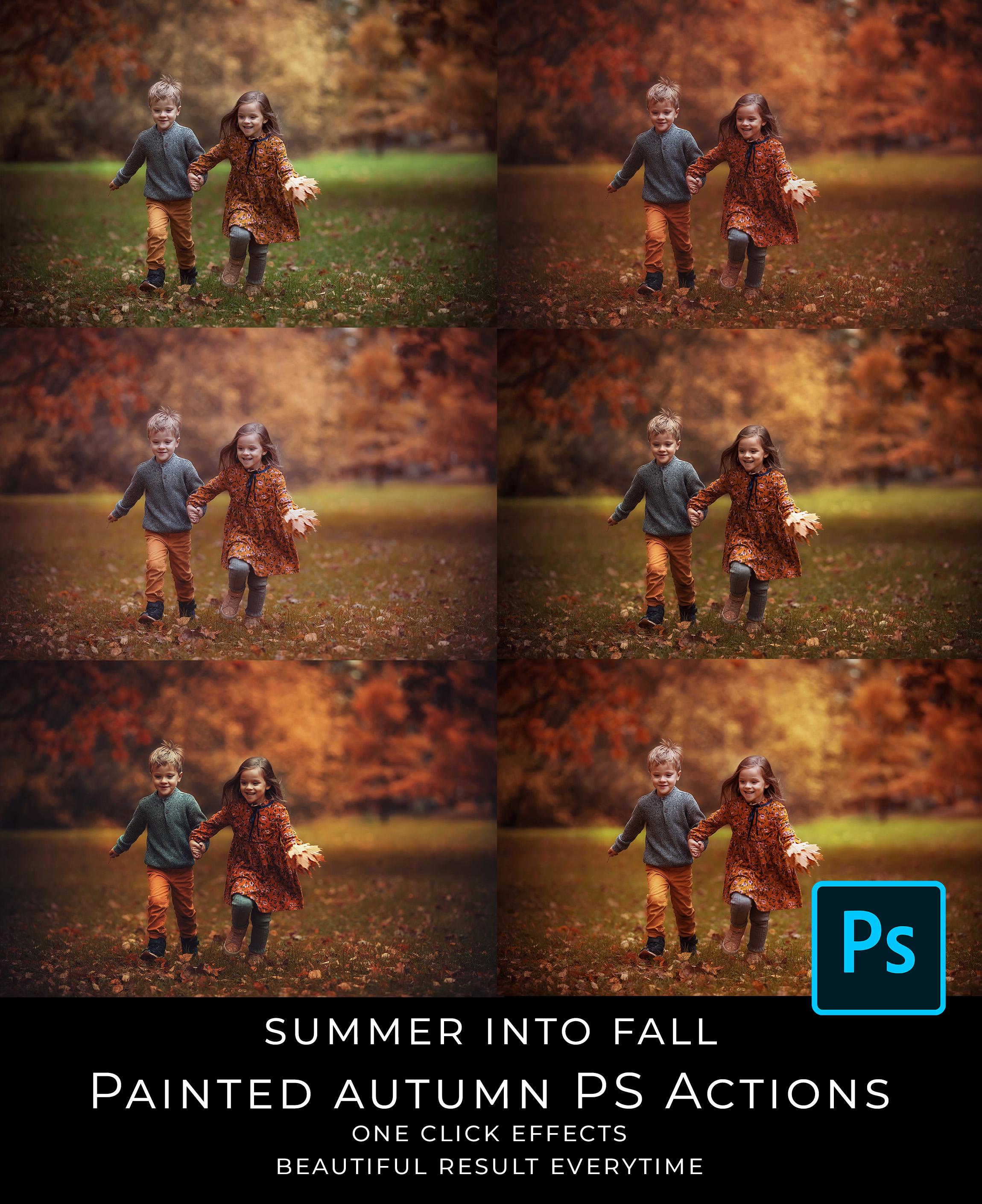 Painted Autumn Photoshop Actions Warm Photo Effect Photo Retouching ...