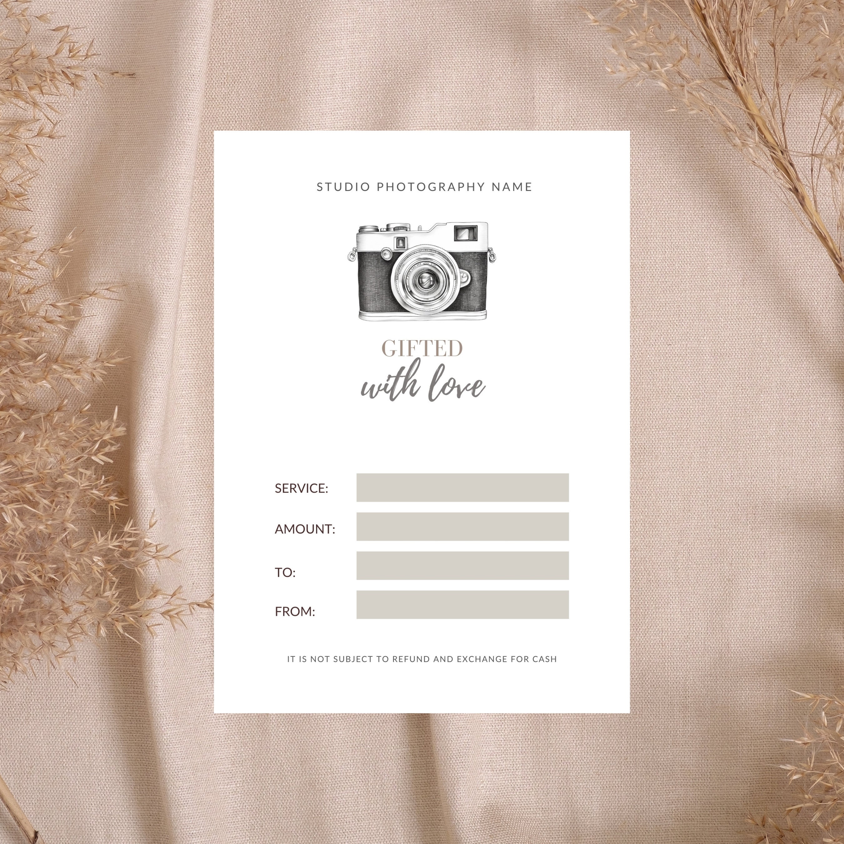 Photography Gift Certificate Template: Editable Photo Session Voucher ...