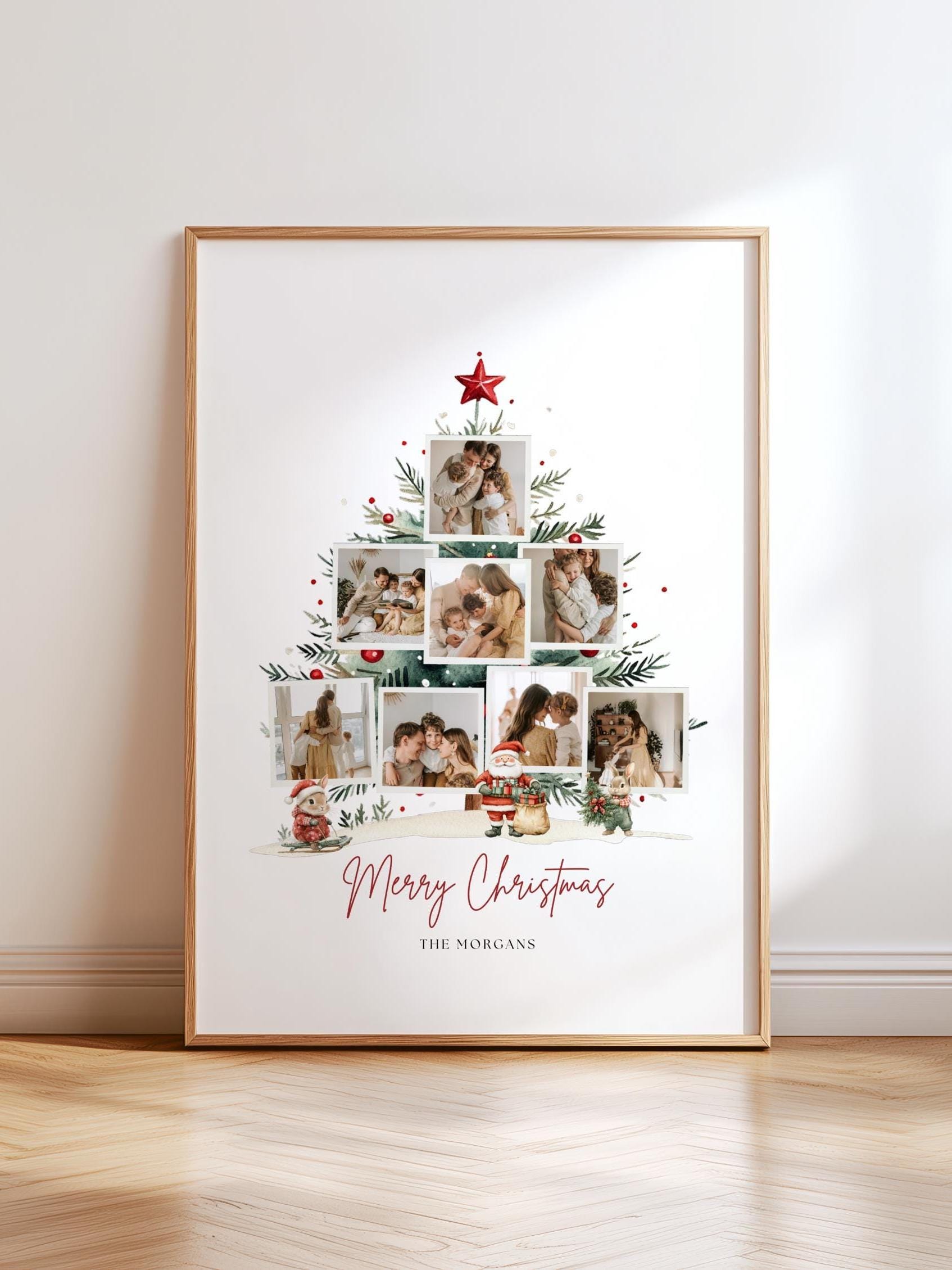 Rustic Christmas Tree Poster Photo Collage Editable Template Digital ...