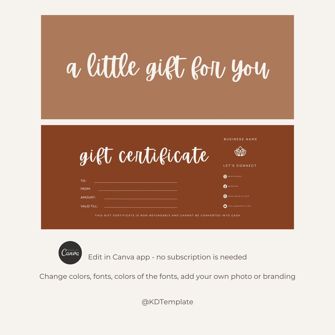 Gift Certificate Canva Template, Photography Gift Voucher, Printable ...
