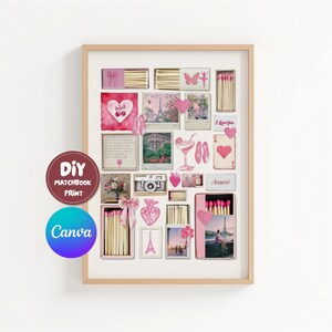 Pink Matchbox Digital Download DIY Canva Template Personalized ...