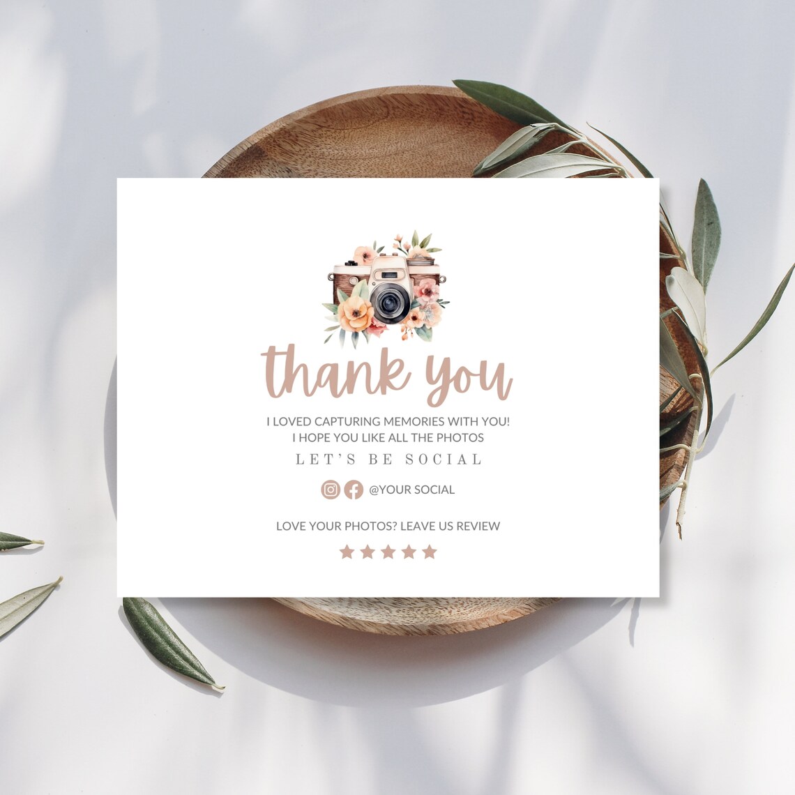 Thank You Card Template for Photographers, Wedding Photography, Canva ...