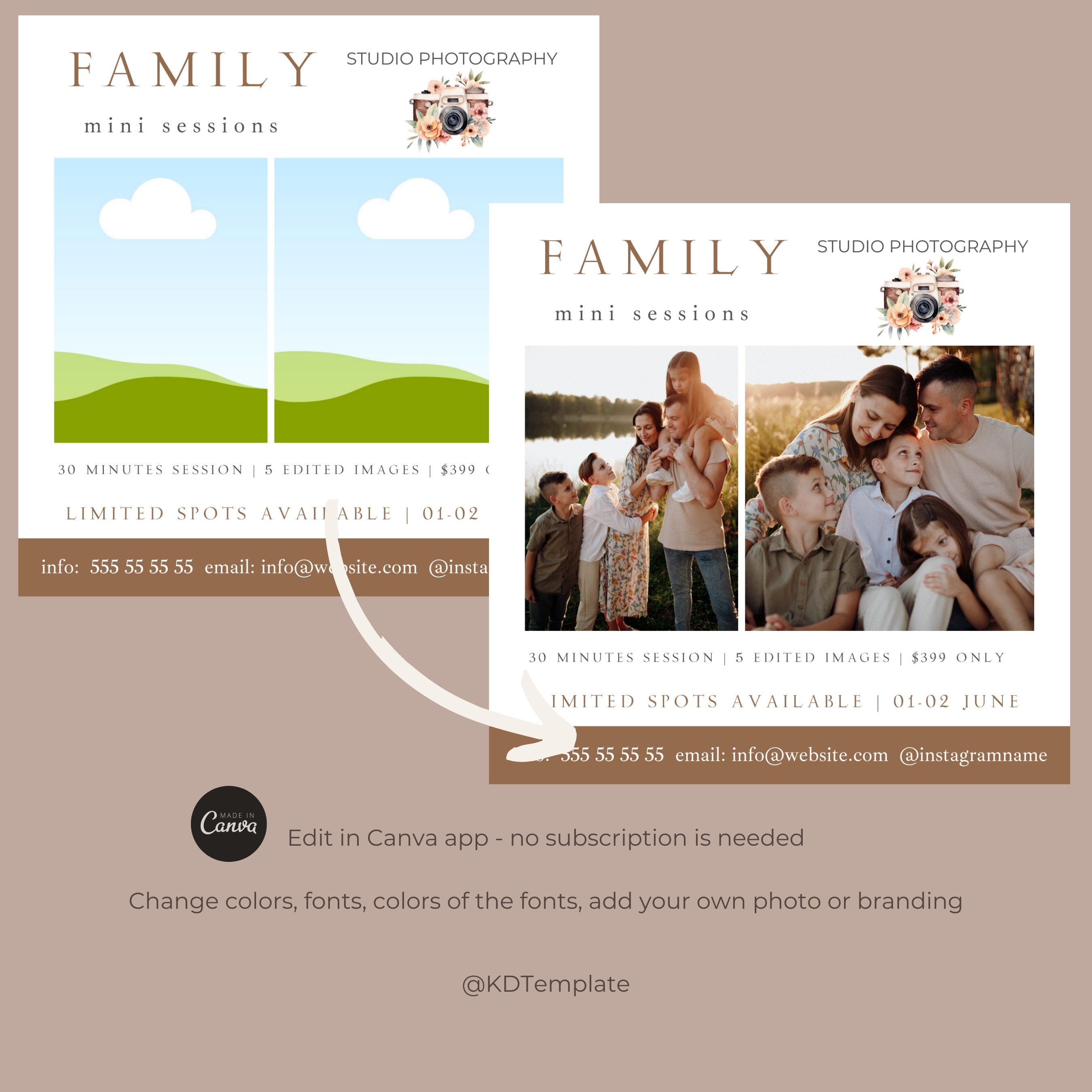 Family Mini Session Template for Photographers, Photography Template ...