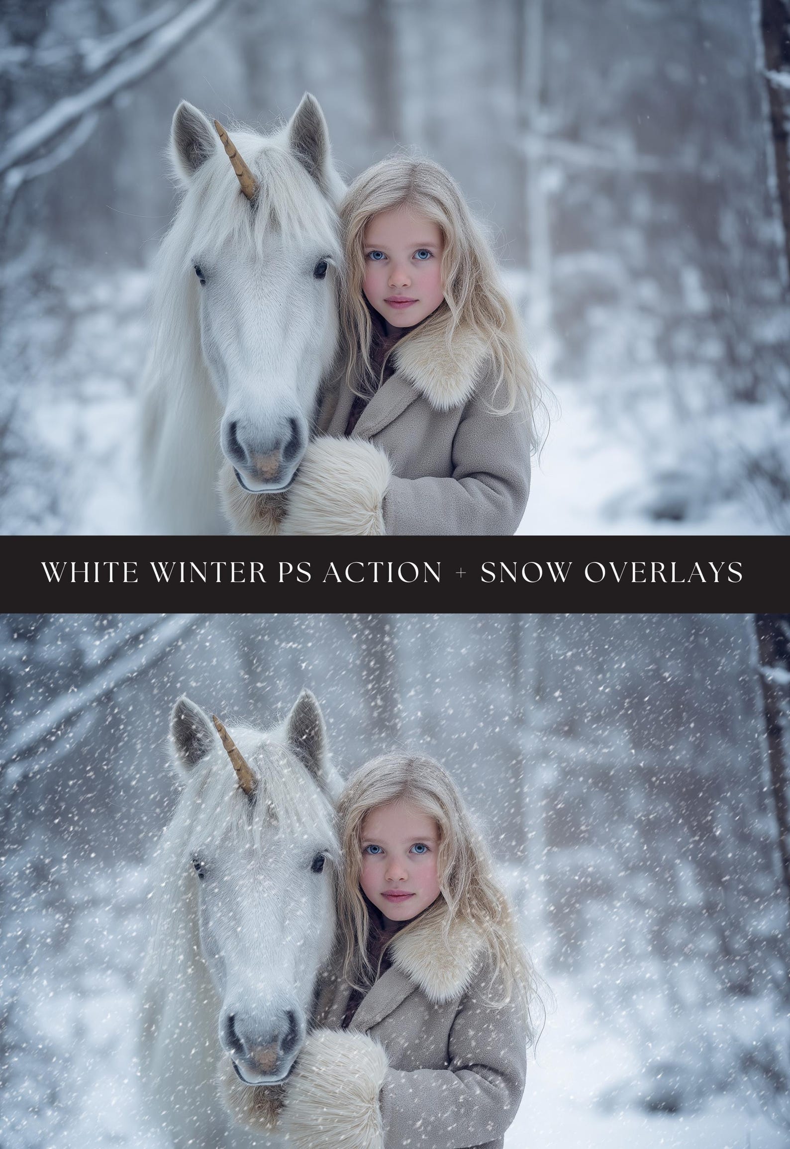 White Winter Photoshop Action Falling Snow Photo Overlays Snowflake ...