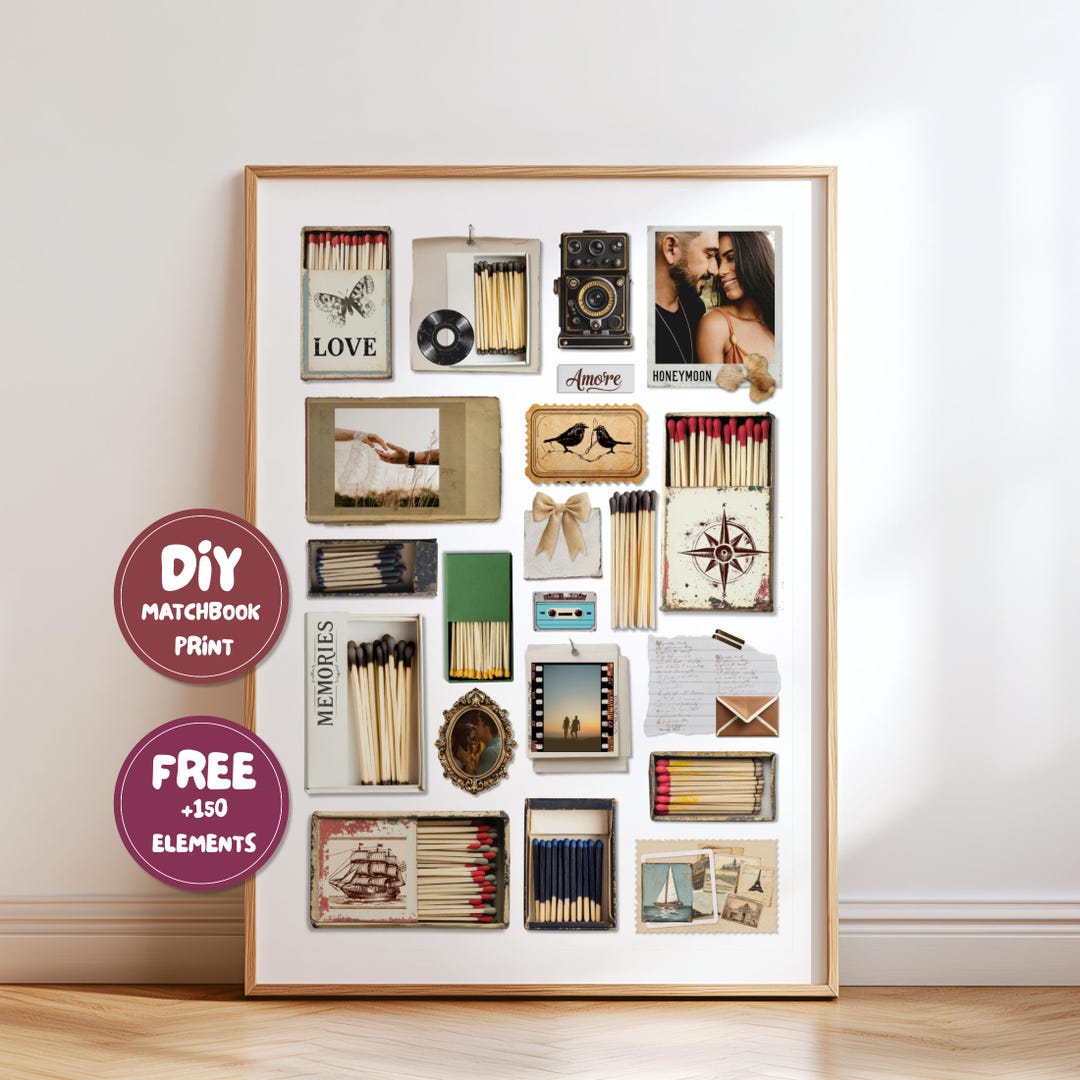 DIY Matchbox Poster Template: Personalized Matchbook Art (digital ...