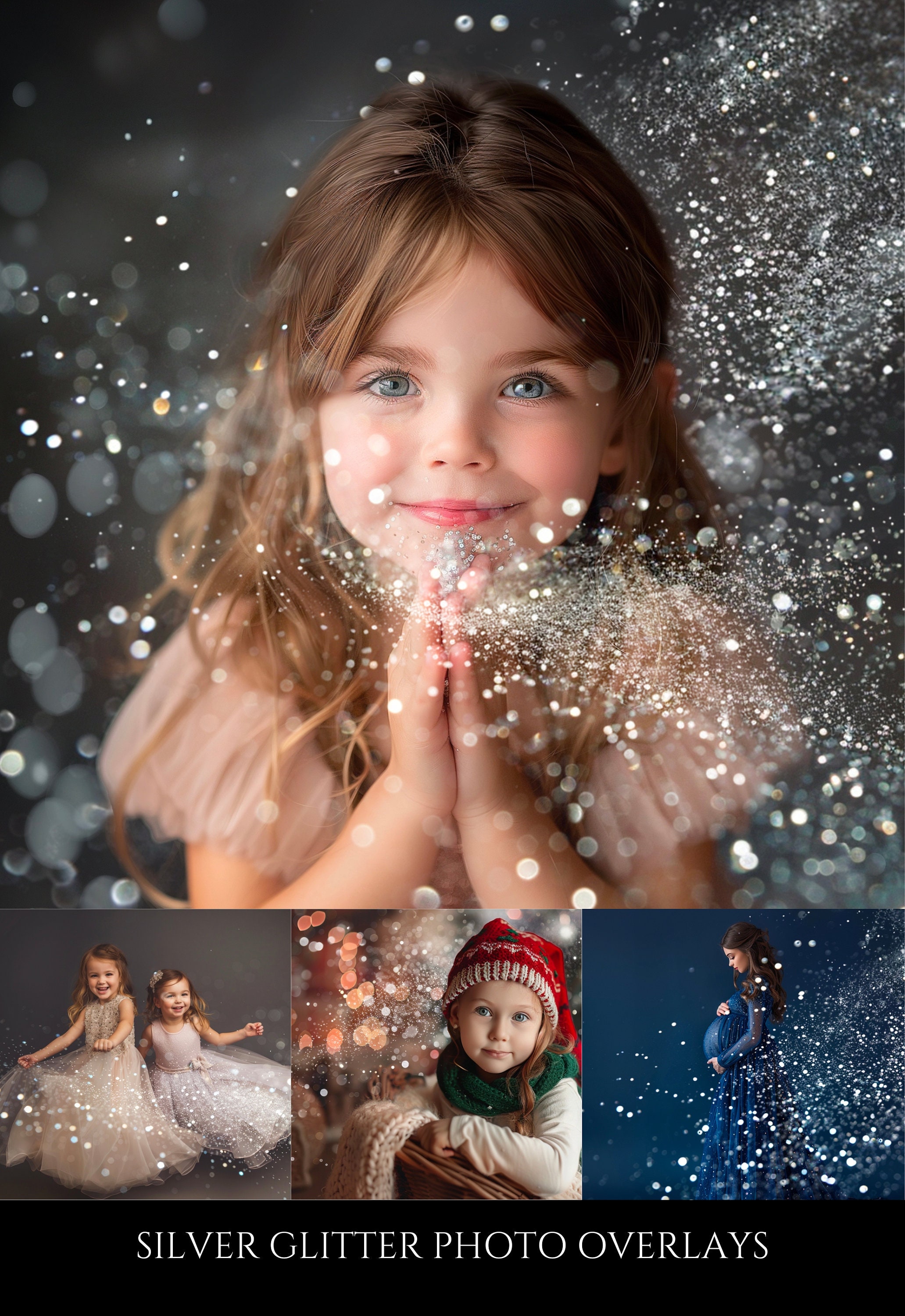 42 Silver Glitter Photo Overlays Photoshop Effect for Composite ...