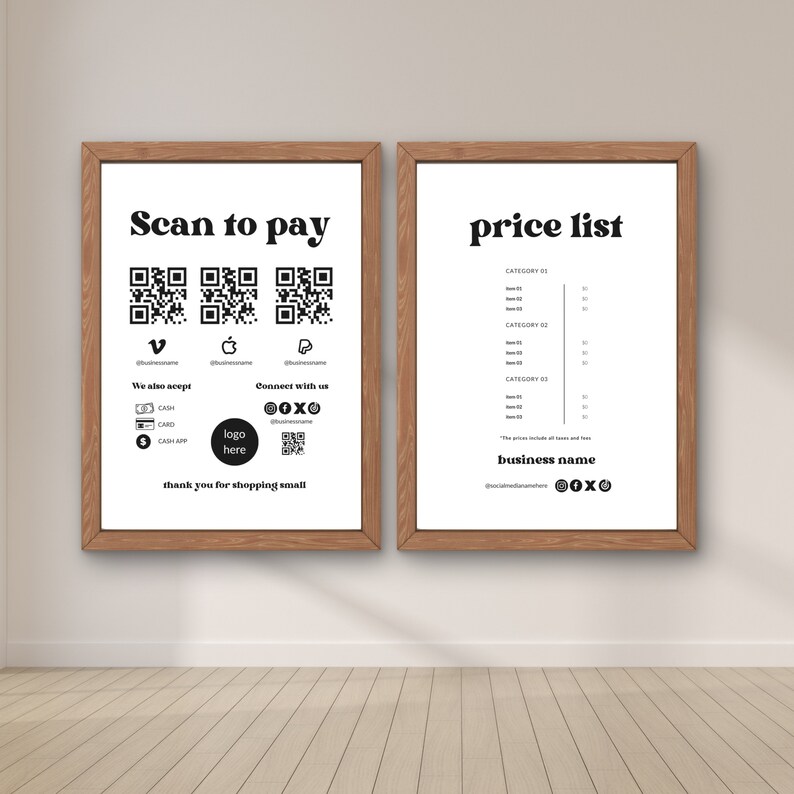 Price List Template Scan to Pay QR Code Sign Template Beauty Salon Nail ...