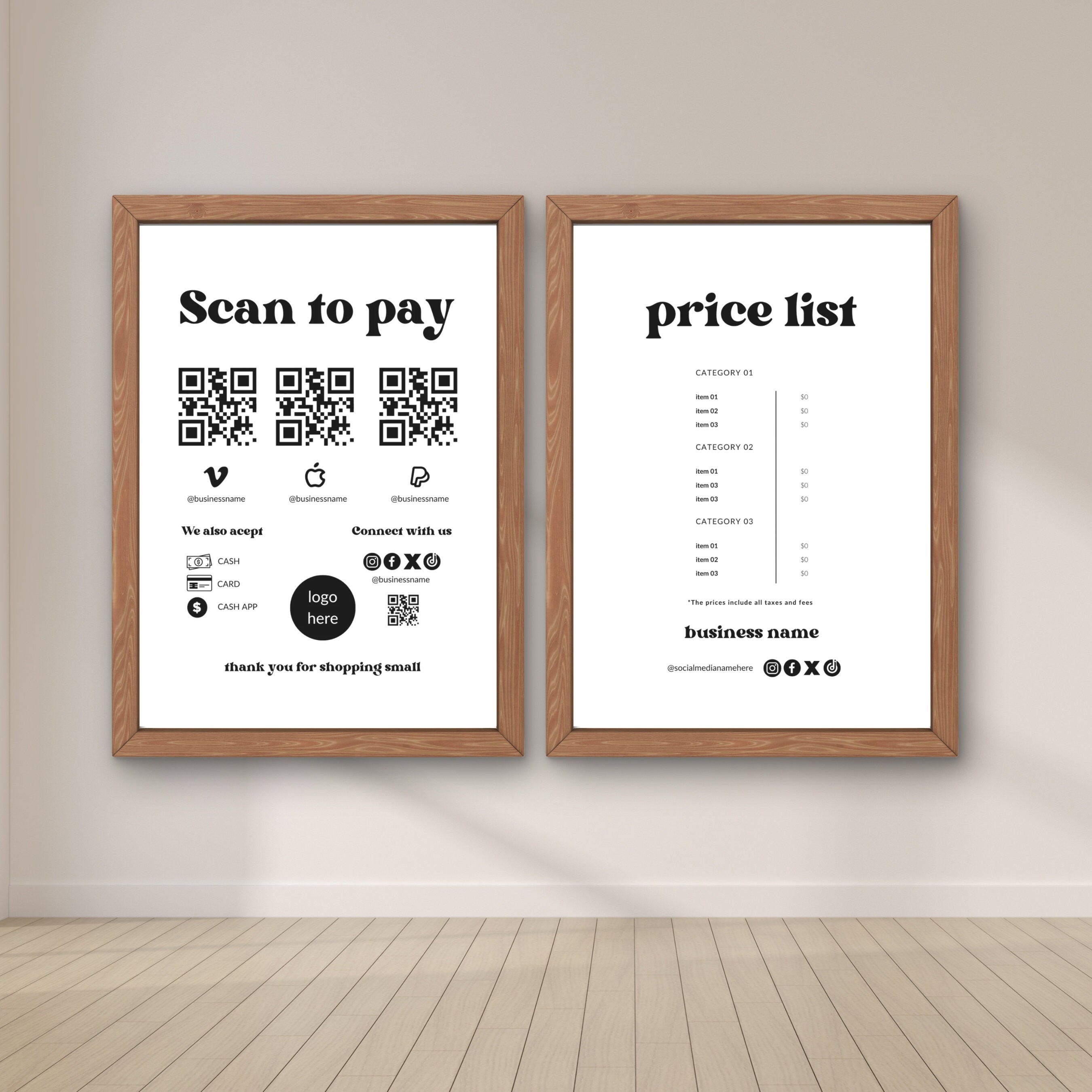 Price List Template Scan to Pay QR Code Sign Template Beauty Salon Nail ...