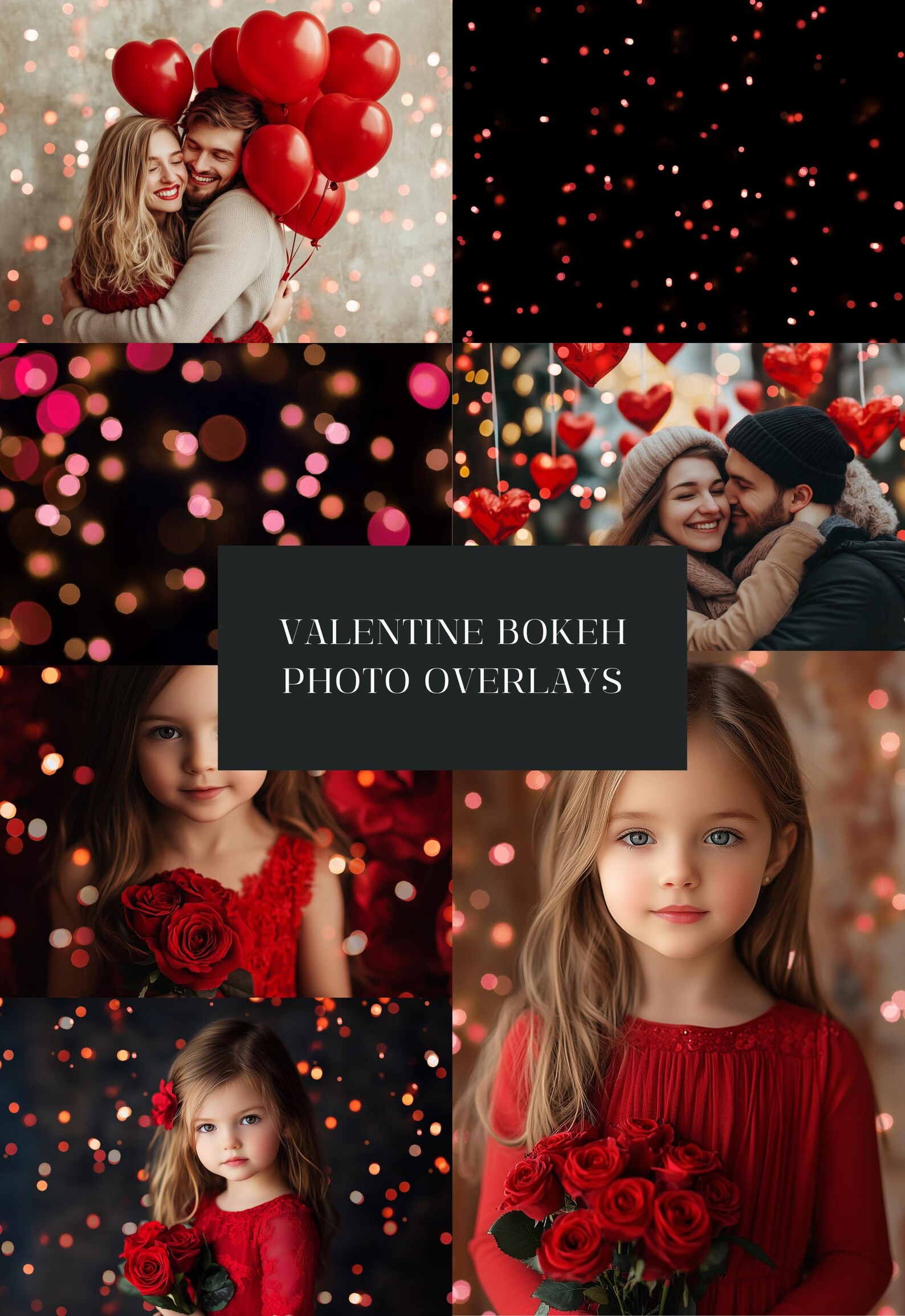 Valentine Bokeh Lights Photoshop Photo Effect Overlays for Composite ...