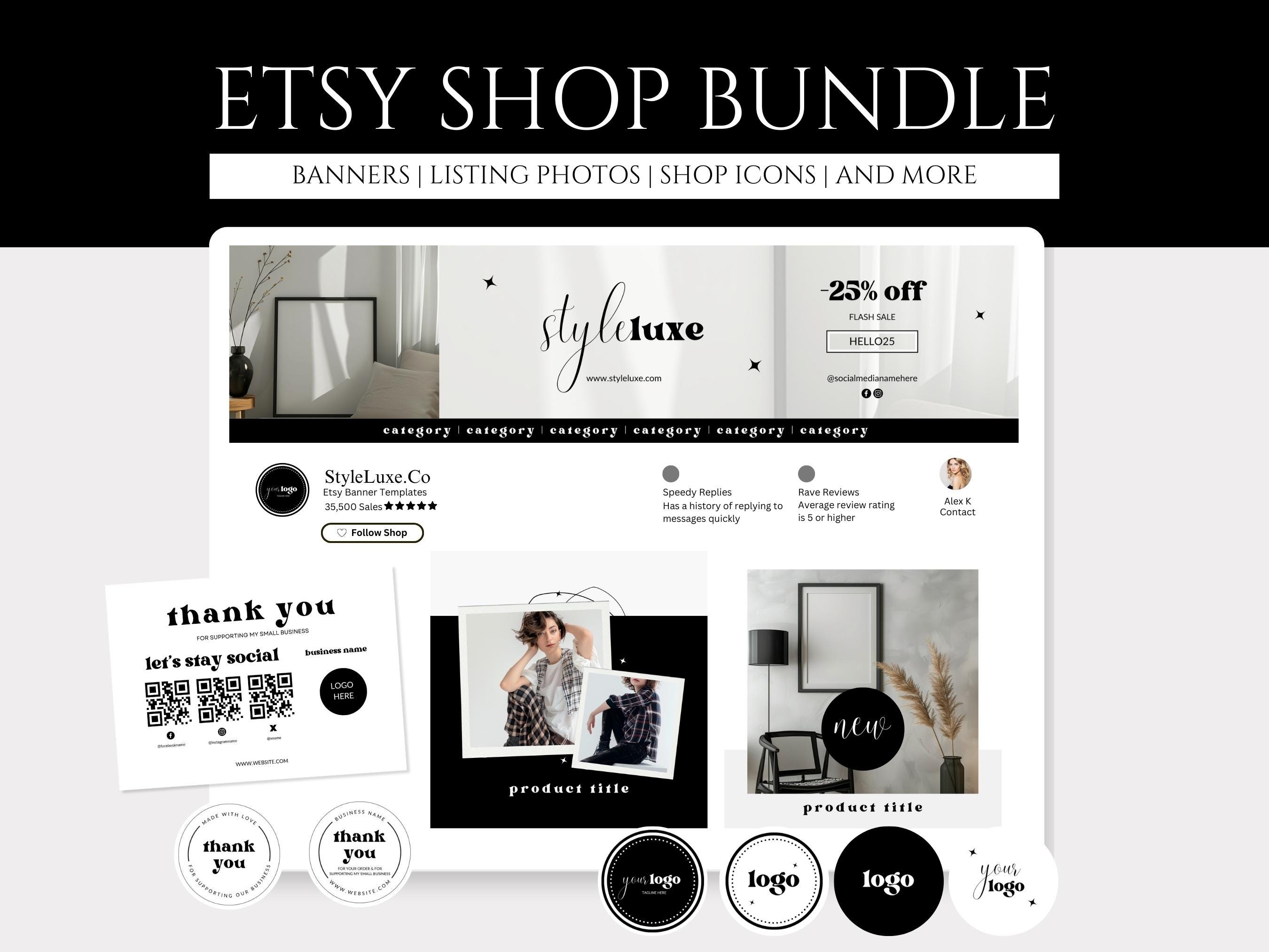 Etsy Shop Banner Templates, Modern Editable Etsy Branding Kit Template ...
