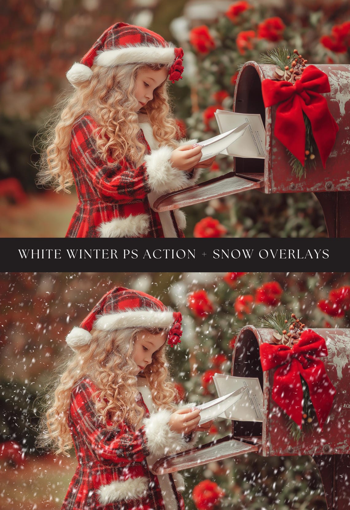White Winter Photoshop Action Falling Snow Photo Overlays Snowflake ...