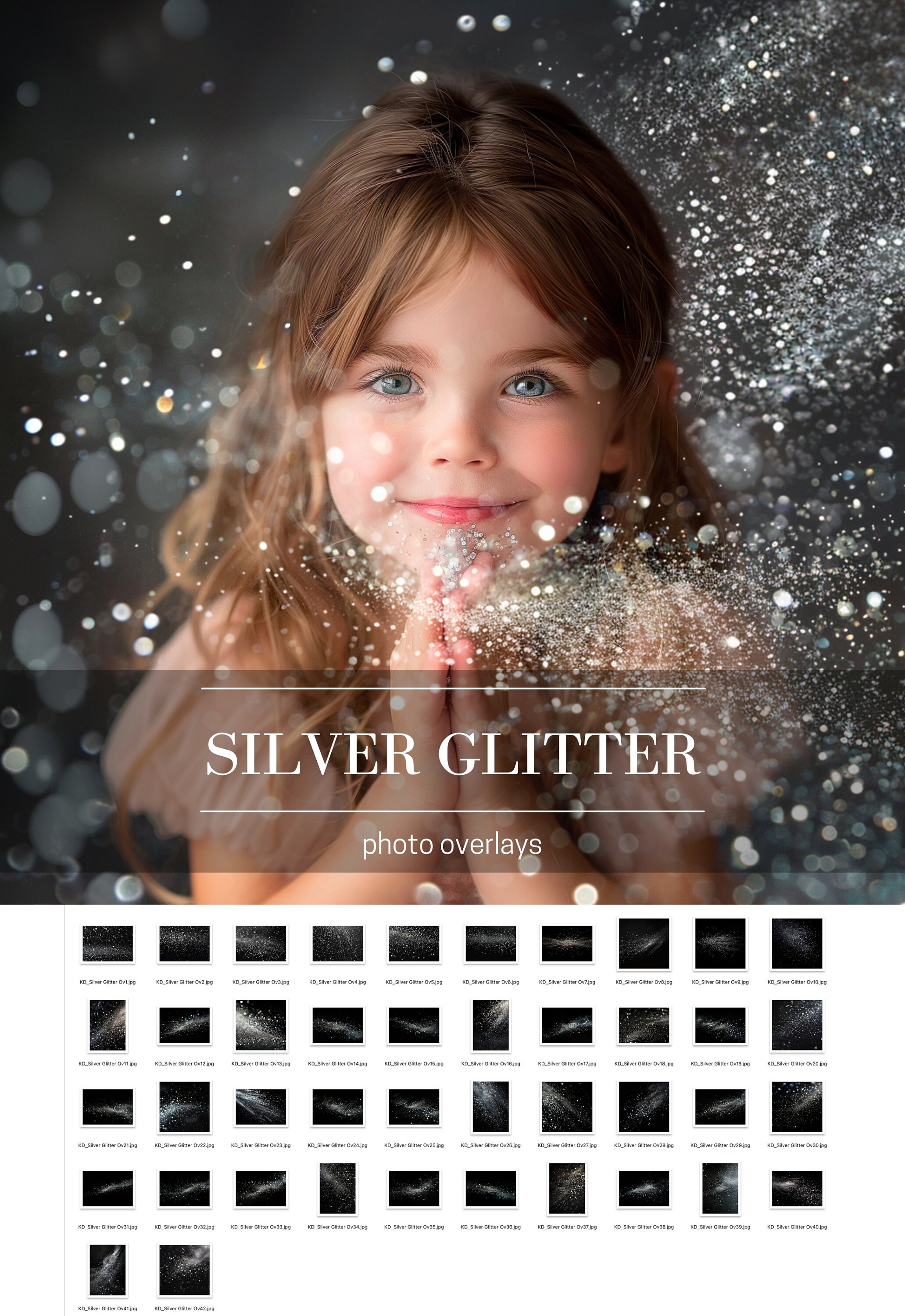 42 Silver Glitter Photo Overlays Photoshop Effect for Composite ...