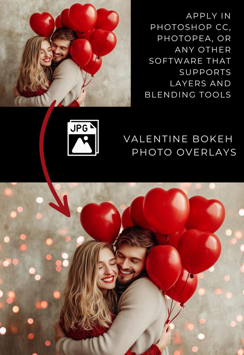 Valentine Bokeh Lights Photoshop Photo Effect Overlays for Composite ...