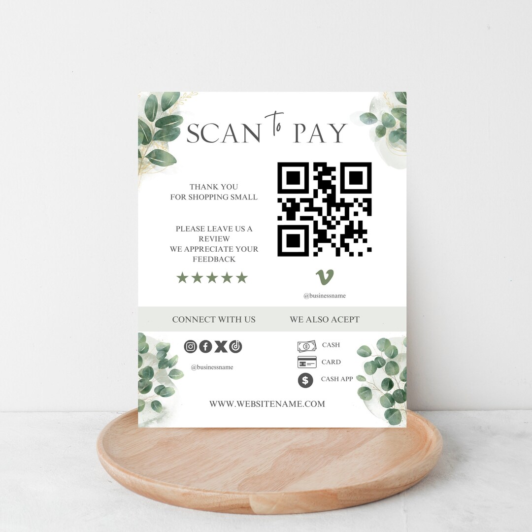 Scan to Pay Template, Scan to Pay Sign, QR Code Sign Template, Scan to ...