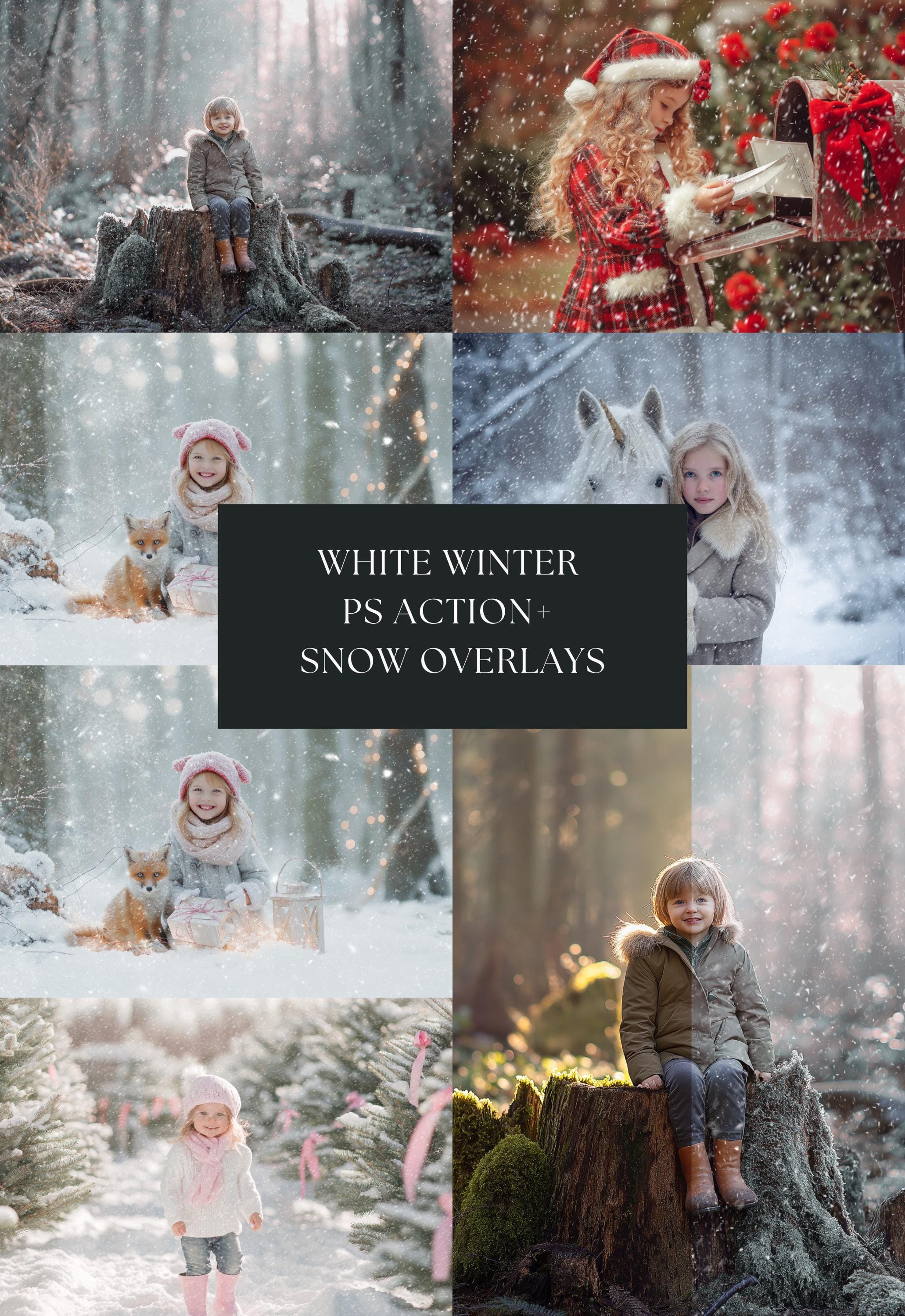 White Winter Photoshop Action Falling Snow Photo Overlays Snowflake ...