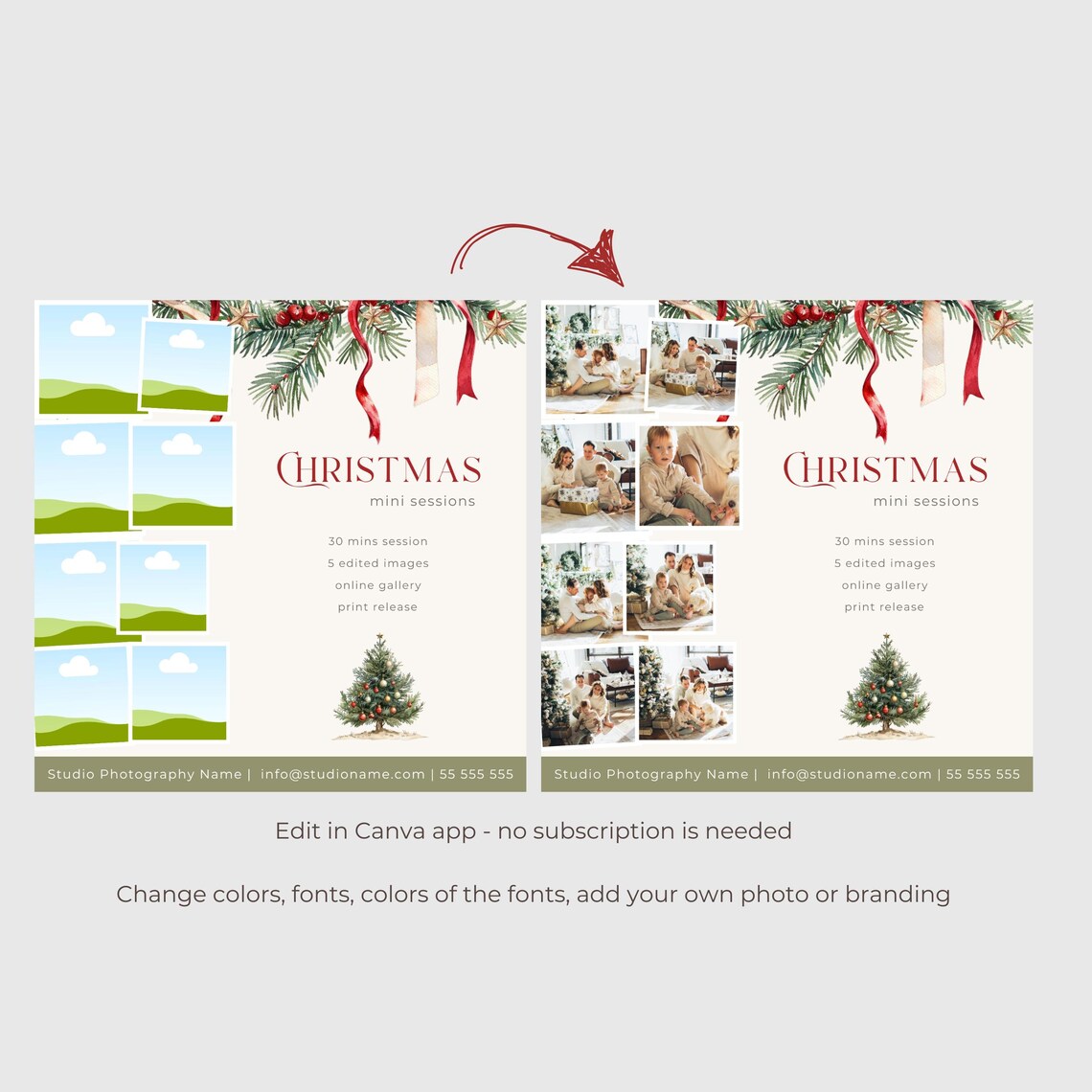 Christmas Mini Session Photography Template: Photo Collage (canva ...