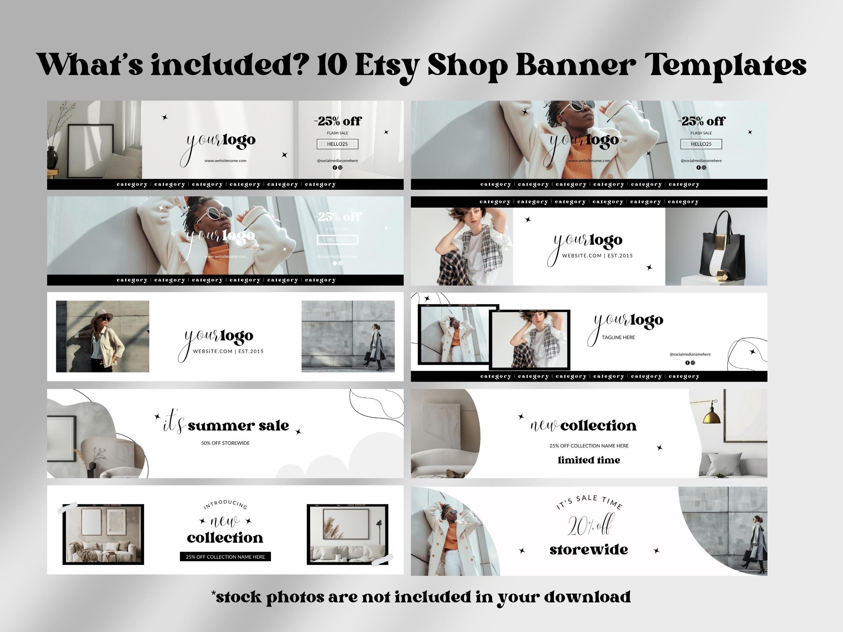Etsy Shop Banner Templates, Modern Editable Etsy Branding Kit Template ...