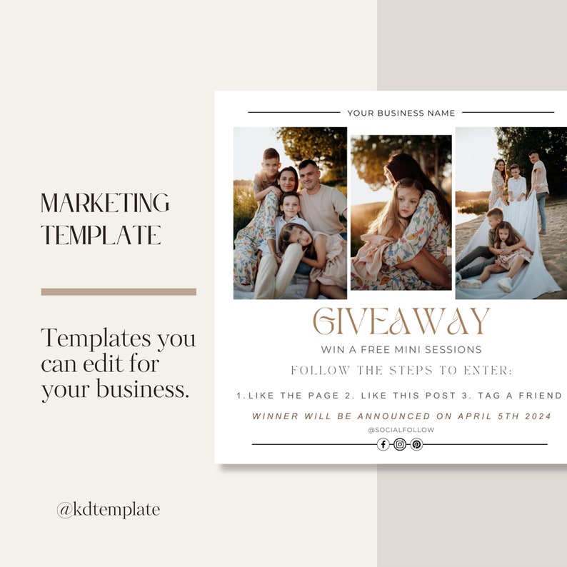Modern Giveaway Flyer Canva Template for Photographers Social Media ...