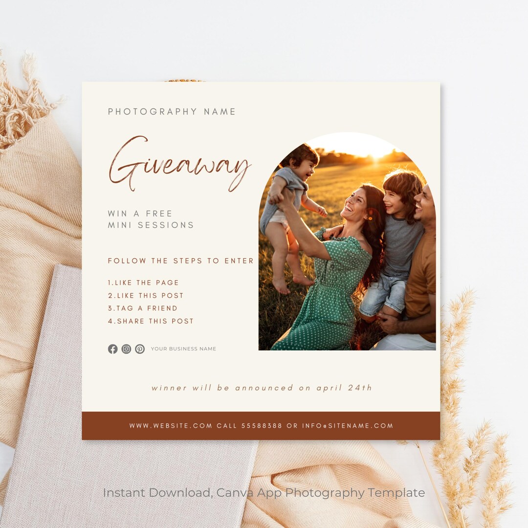 Photography Mini Session Flyer Giveaway Ad Canva Template, Marketing ...