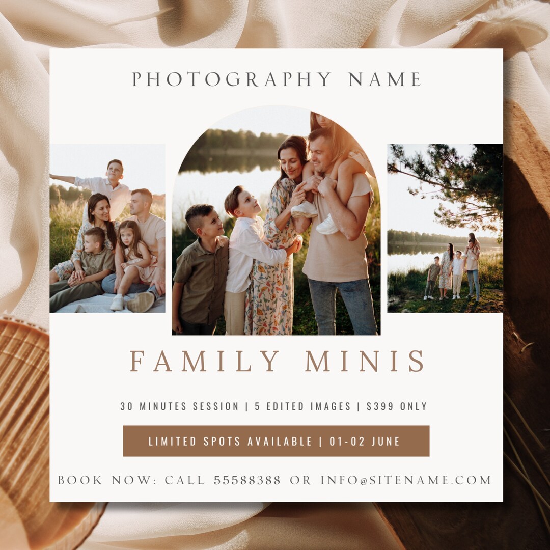 Family Mini Session Template for Photographers, Photography Template ...