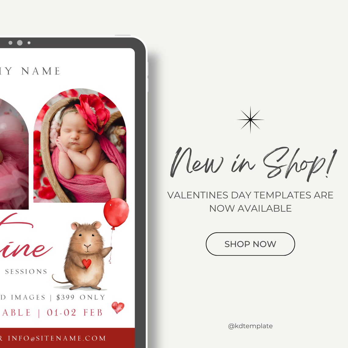 Valentine Mini Session Template, Watercolor Capybara Clipart, Arch ...