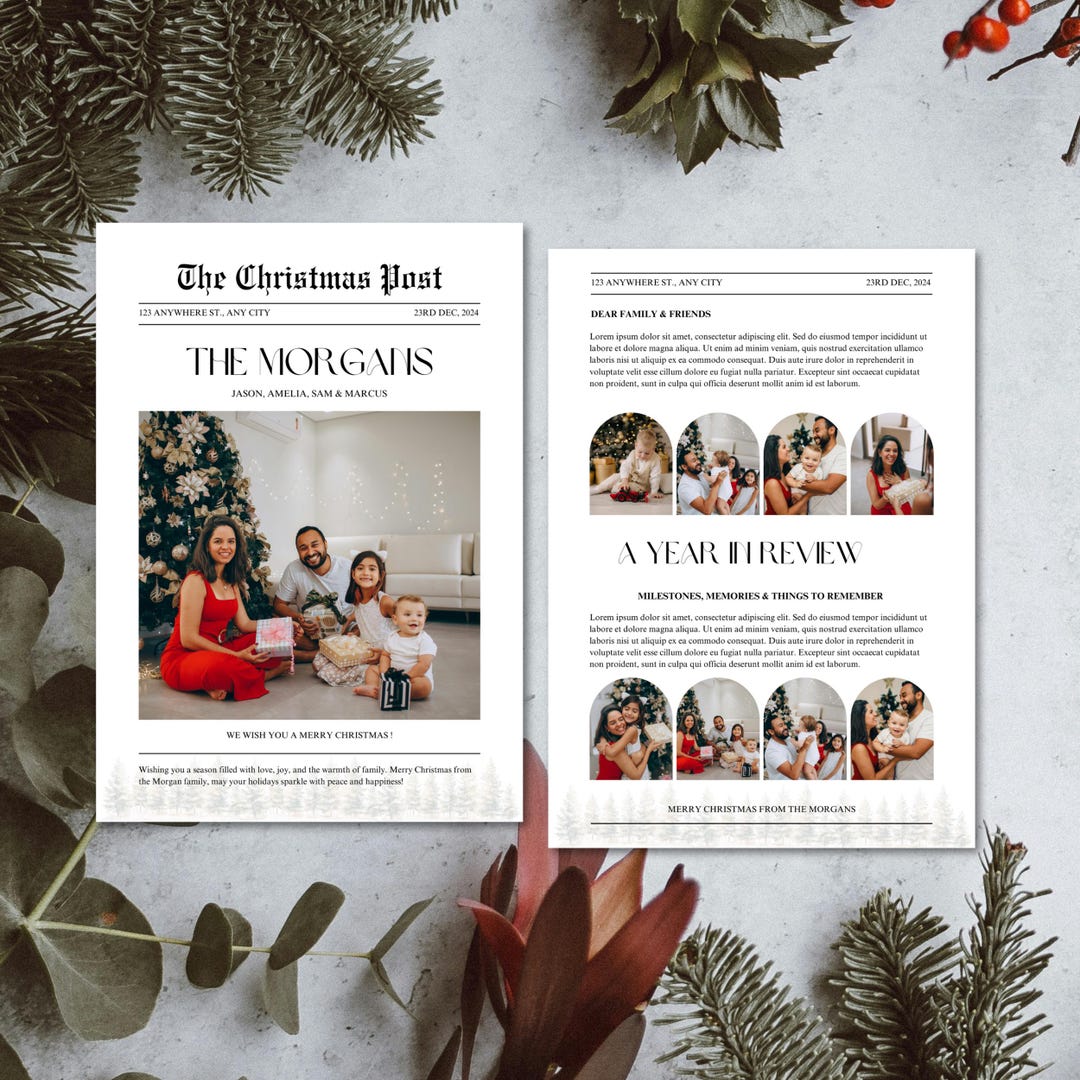 Editable Christmas Newsletter Template: Year in Review Card (digital ...