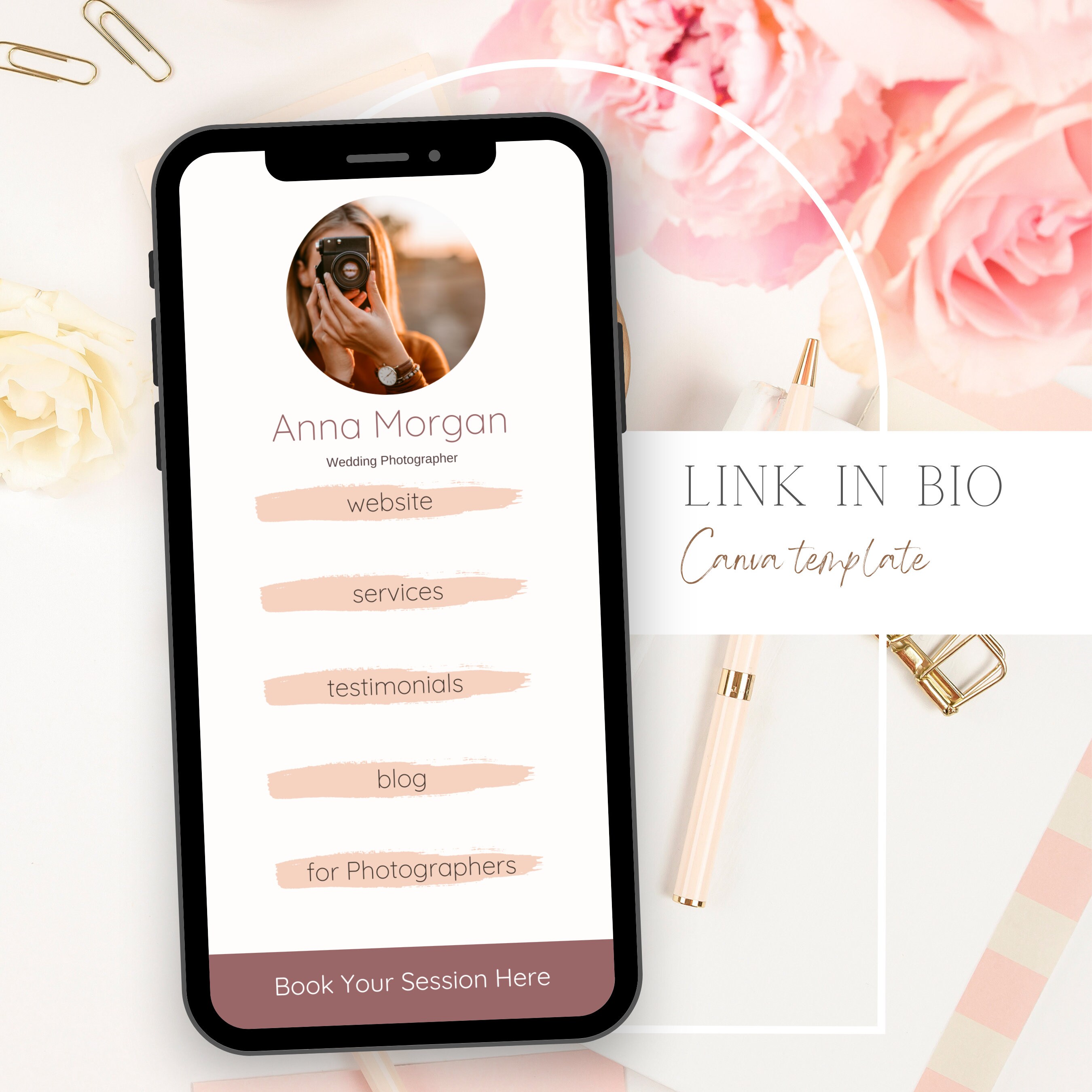 Pastel Link in Bio Template for Photographers, Landing Page, Instagram ...