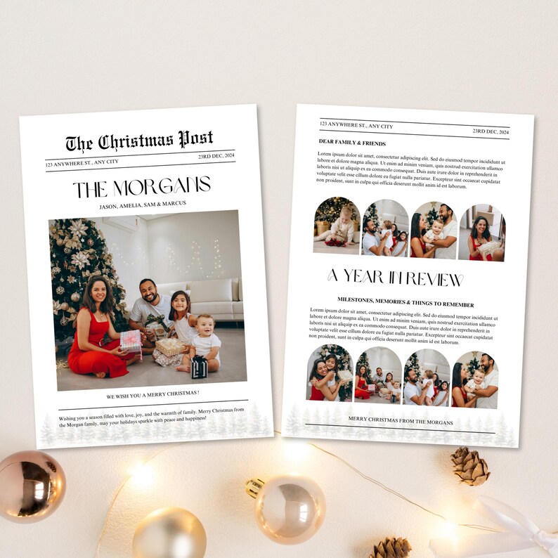 Editable Christmas Newsletter Template: Year in Review Card (digital ...