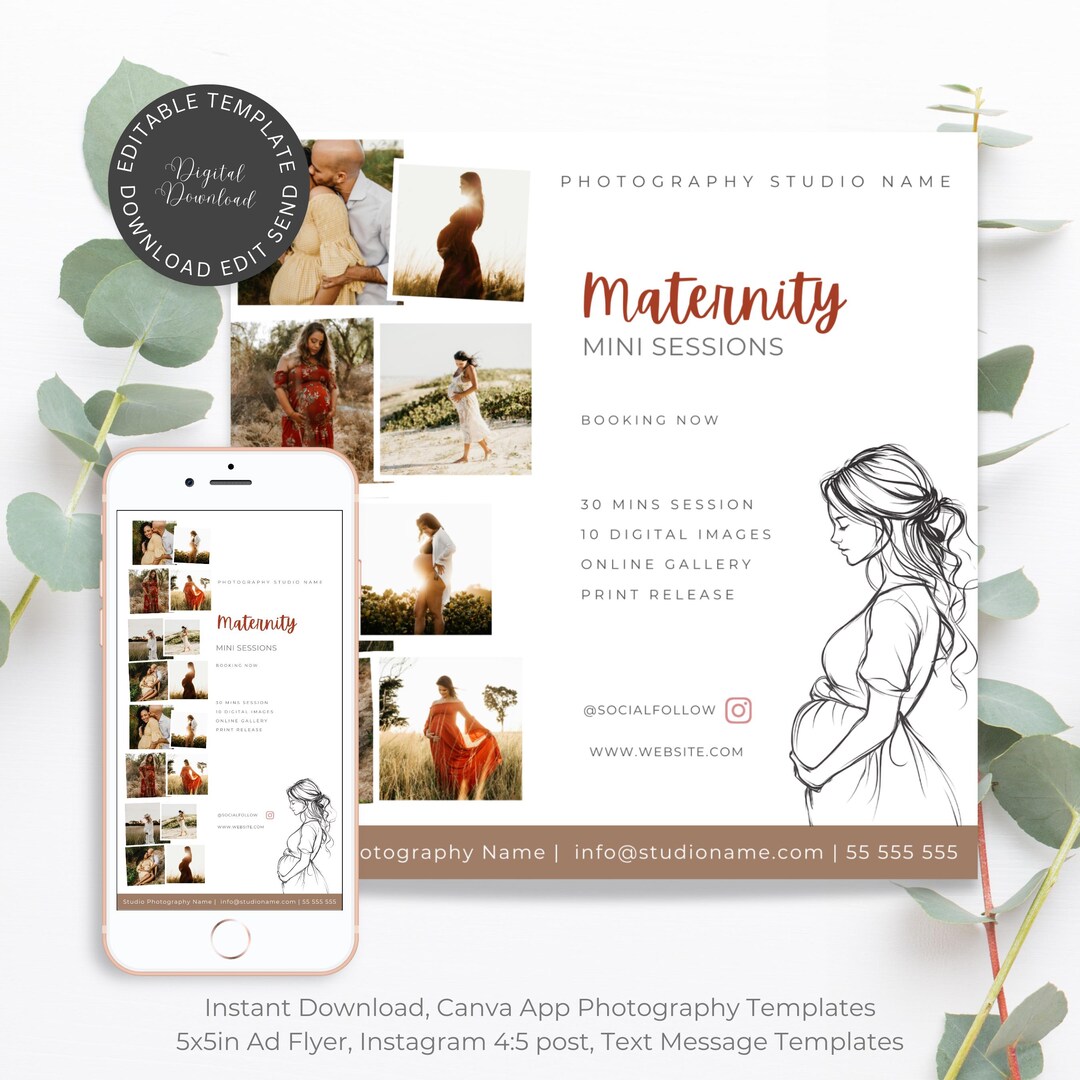 Maternity Mini Session Bundle Photography Canva Template, Facebook Ad ...