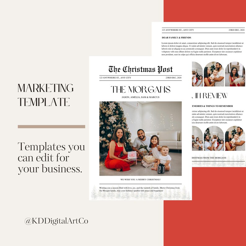 Christmas Newsletter Template Editable, Year in Review Christmas Card ...