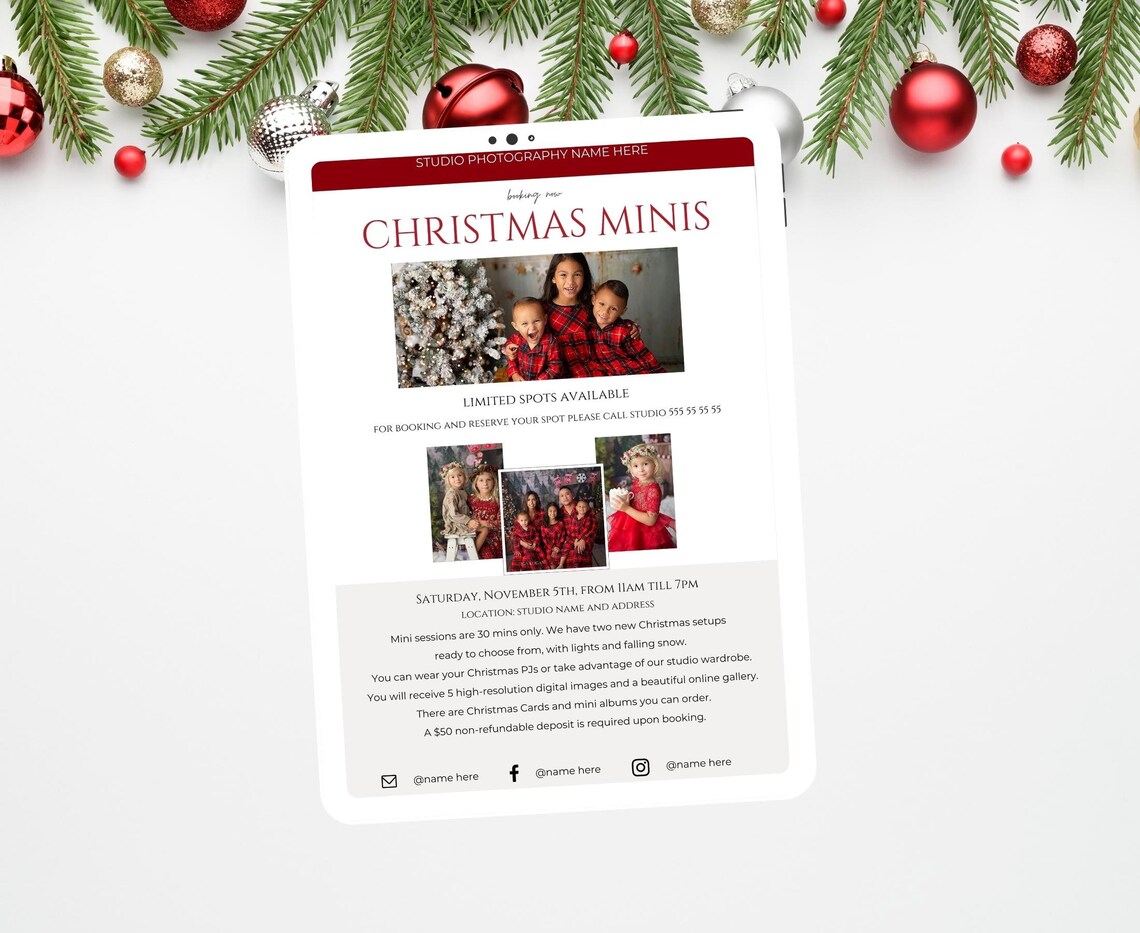 Christmas Mini Sessions Email Newsletter Template for Canva and ...