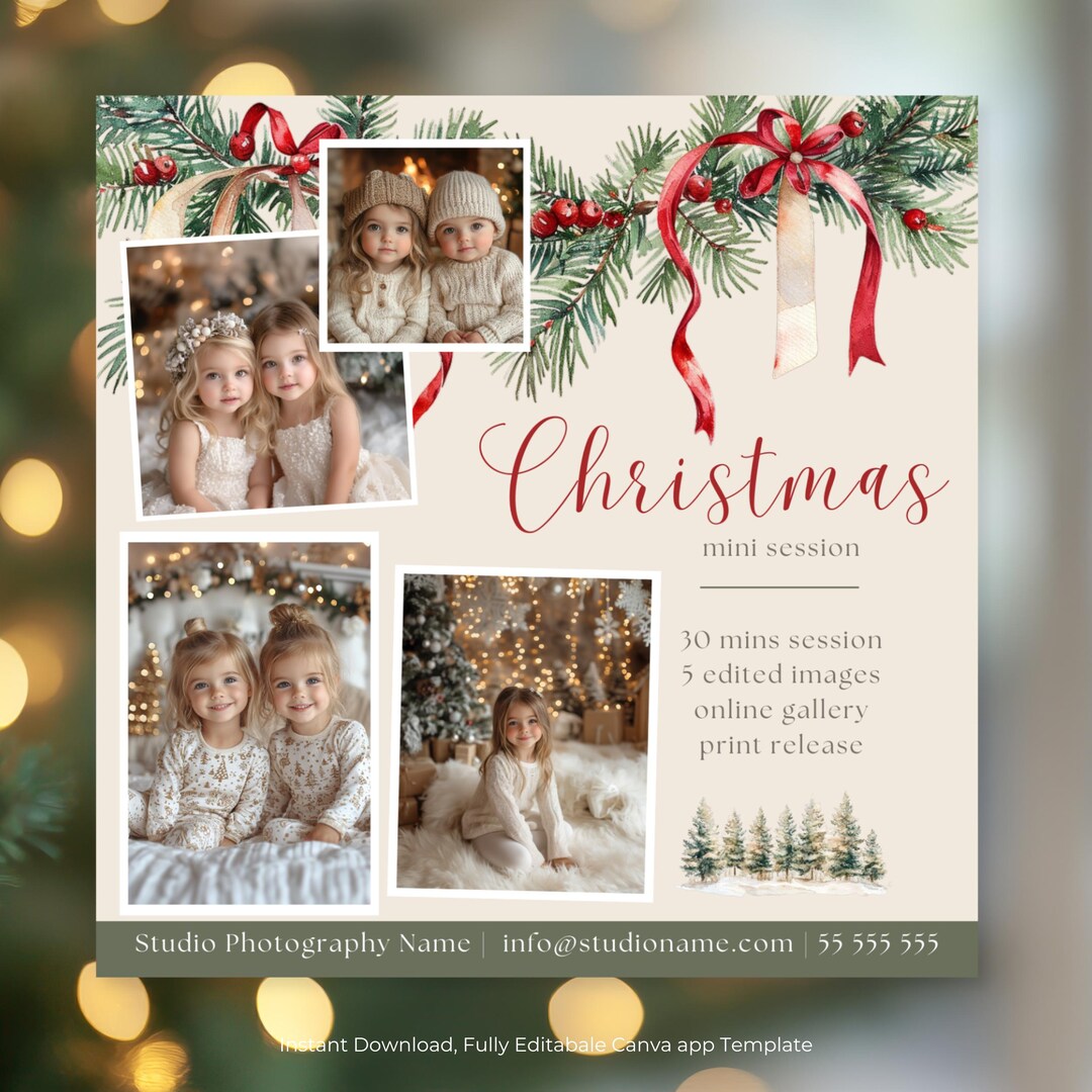 Christmas Mini Session Photography Template: Canva Photo Collage ...