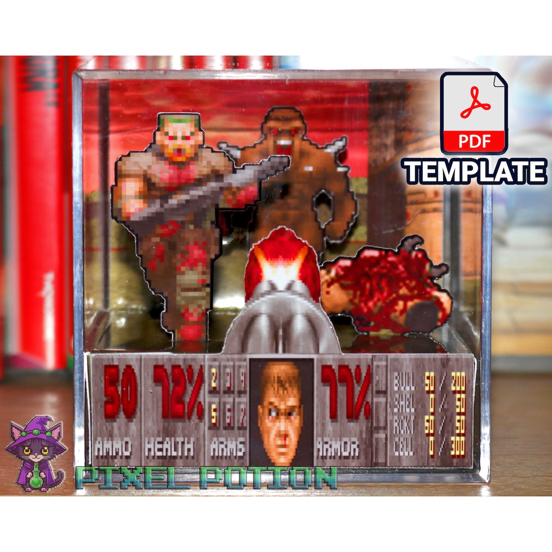 DOOM (retro Version) - DIY Cube Diorama Template - DPF File - Etsy