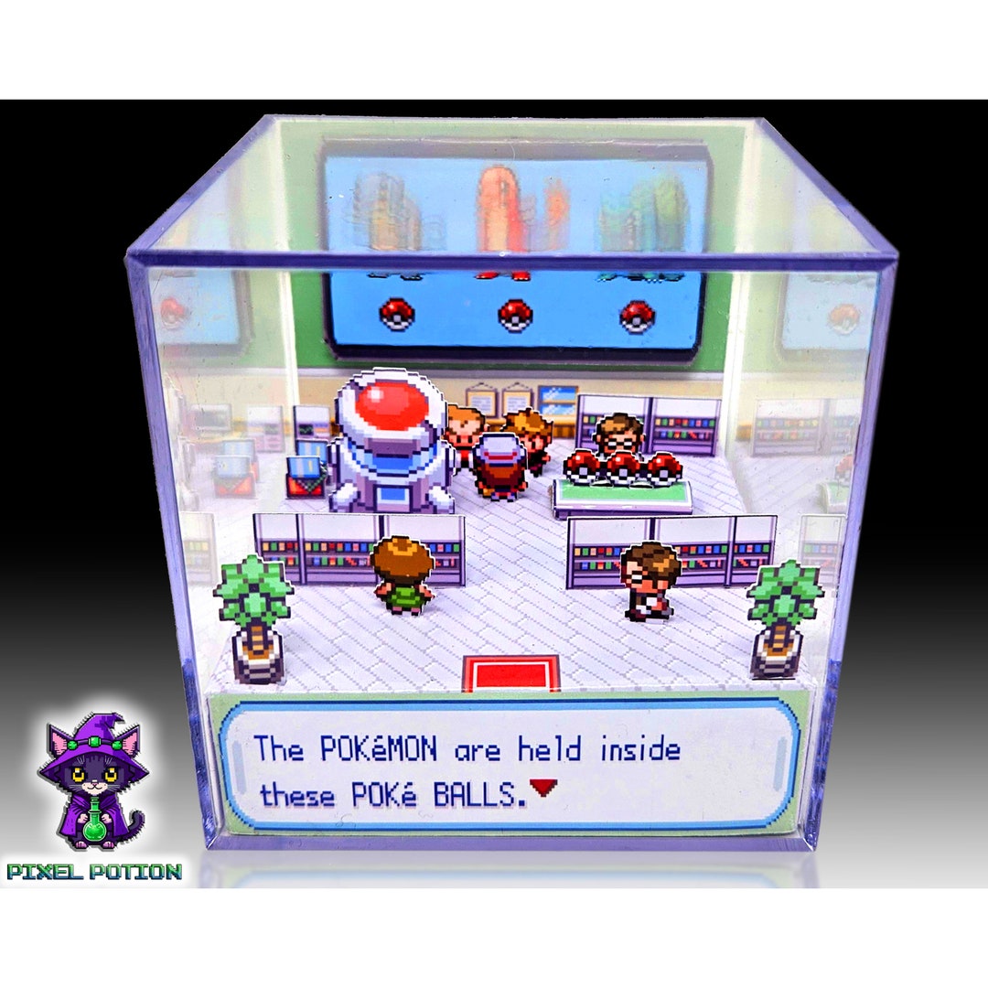 POKEMON Professor Oak Lab Cube Diorama 9cm X 9cm 3d Retro Display - Etsy