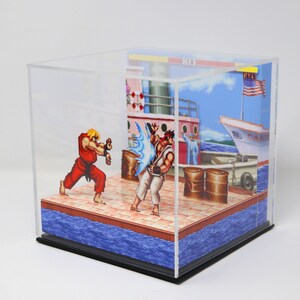 STREET FIGHTER II Cube Diorama Deluxe Size 15cm X 5cm Game Cube Display ...