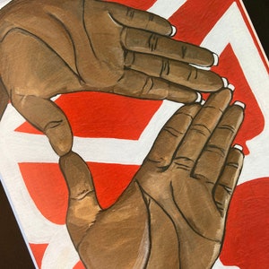 Delta Sigma Theta Hand Sign Print Red and White Sorority Art Matted ...