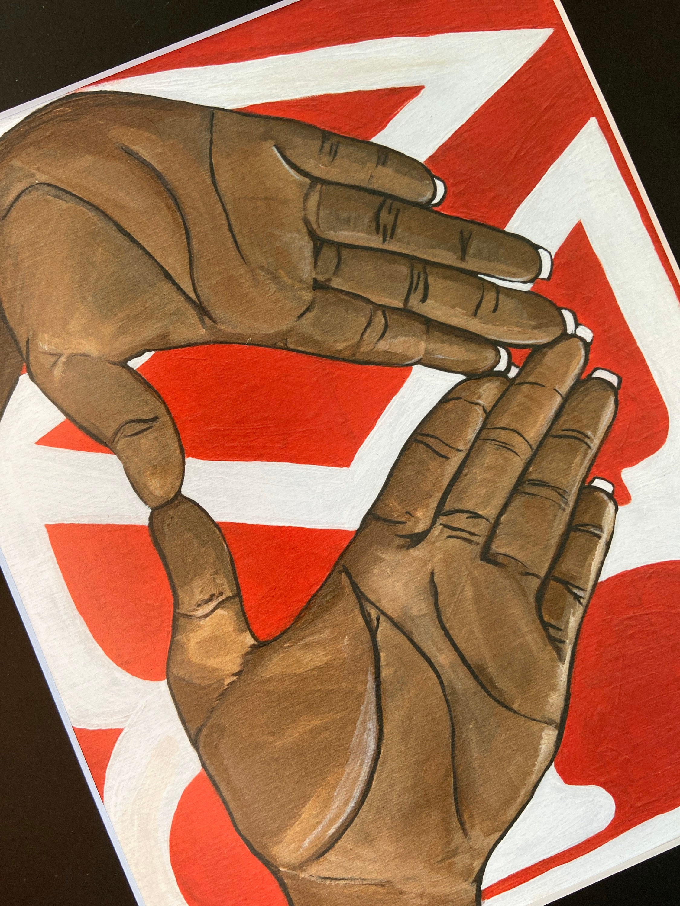 Delta Sigma Theta Hand Sign Print Red and White Sorority Art | Etsy