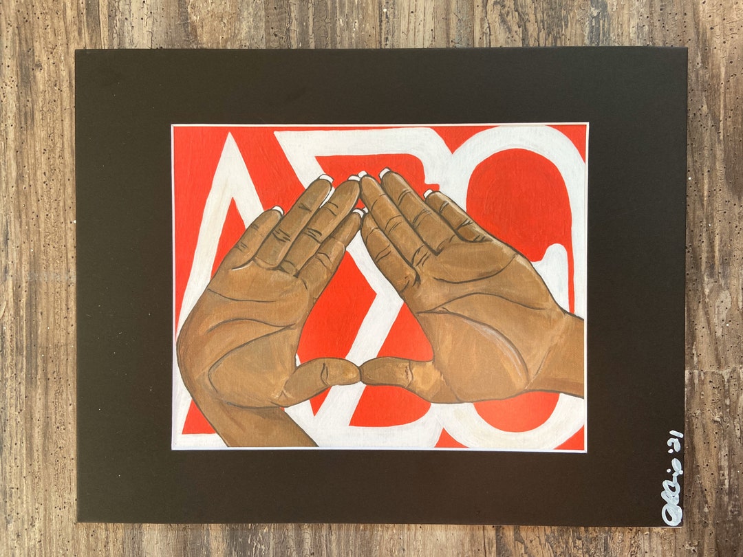 Delta Sigma Theta Hand Sign Print Red and White Sorority Art Matted ...